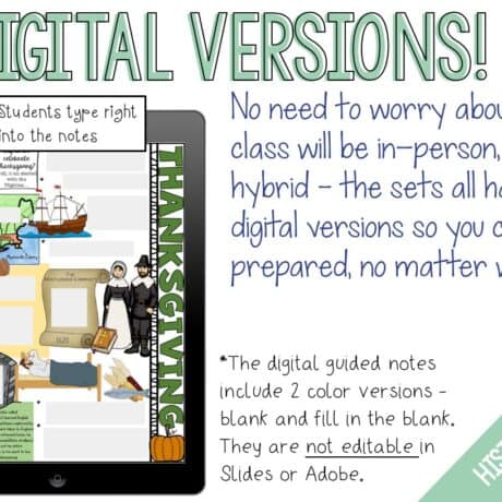 13 Colonies: History of Thanksgiving Doodle Notes and Digital Guided ...