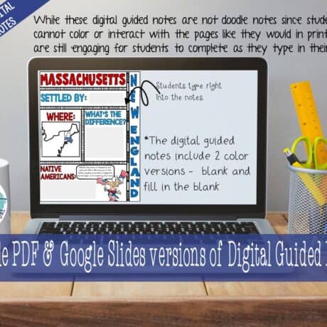 13 Colonies: New England Colonies Doodle Notes and Digital Guided Notes ...
