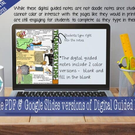13 Colonies: History of Thanksgiving Doodle Notes and Digital Guided ...