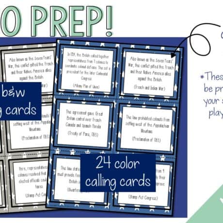 American Revolution Review Bingo Game (a print and digital resource ...