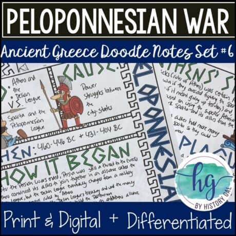 Ancient Greece Doodle Notes Set 6 for the Peloponnesian War (Print and ...