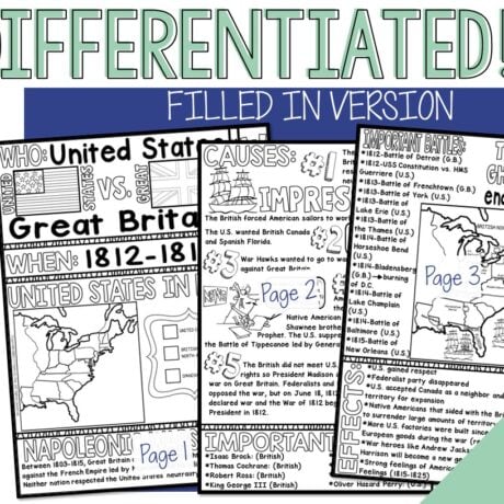War of 1812 Doodle Notes and Digital Guided Notes - By History Gal