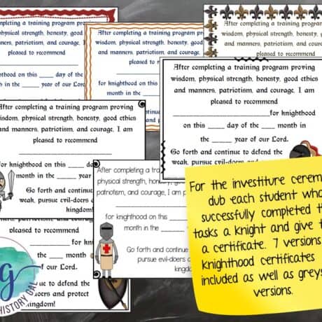 Middle Ages Knighthood Activity - By History Gal