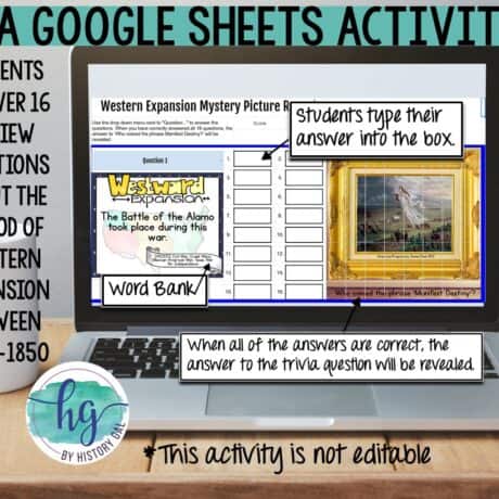 Western Expansion Mystery Picture Reveal Review Activity - By History Gal