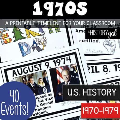1970s Printable Timeline for US History - By History Gal
