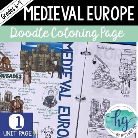 Medieval World Beginning of Unit Coloring and Doodle Pages for Student ...