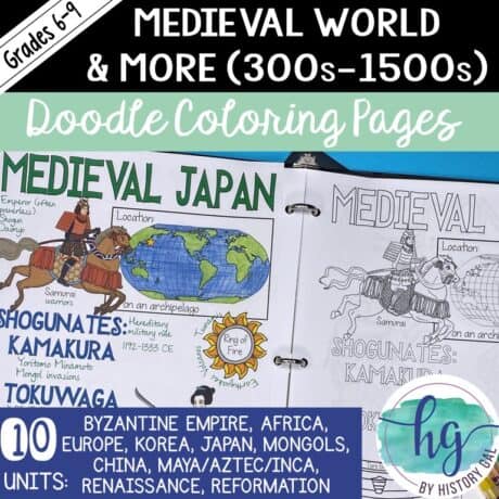 Medieval World Beginning of Unit Coloring and Doodle Pages for Student ...