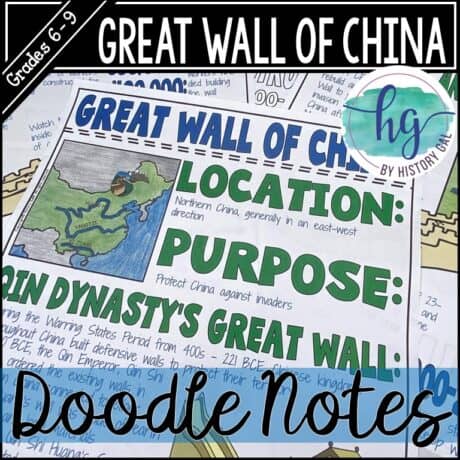 Great Wall of China Doodle Notes and Digital Guided Notes - By History Gal