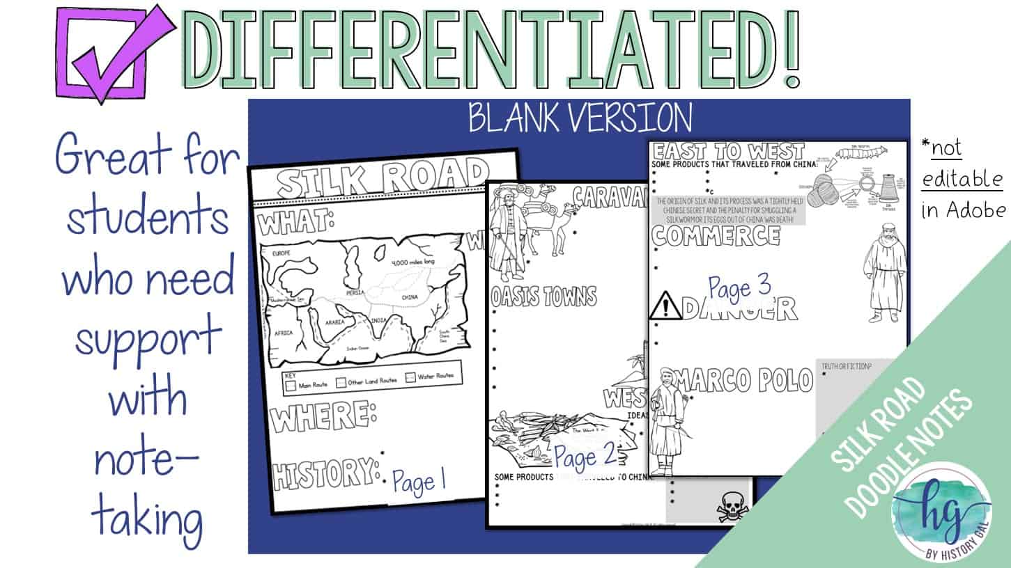 Silk Road Doodle Notes and Digital Guided Notes - By History Gal