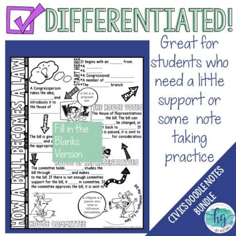 Civics Doodle Notes and Digital Guided Notes Bundle - By History Gal