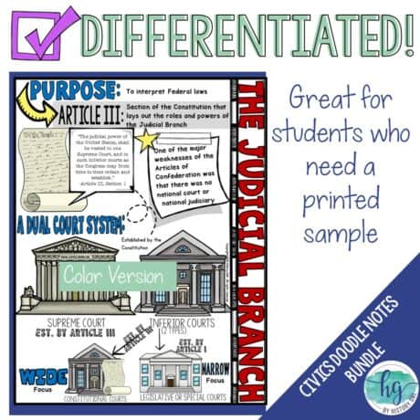 Civics Doodle Notes and Digital Guided Notes Bundle - By History Gal