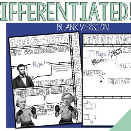 Reconstruction Review Doodle Notes and Digital Guided Notes - By ...