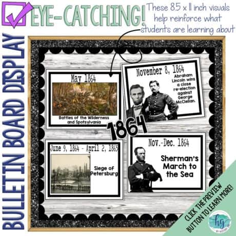 Civil War Timeline Printable for Bulletin Boards and History Classrooms ...