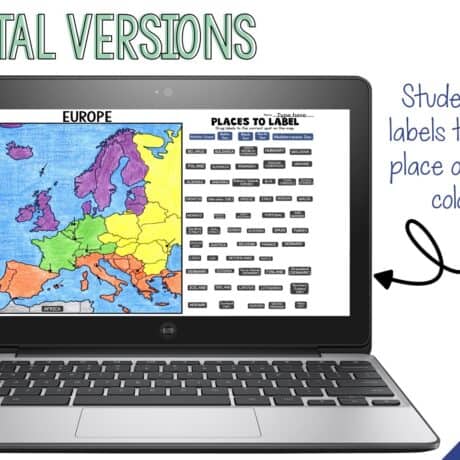 Countries and Capitals of Europe Map Activity - By History Gal