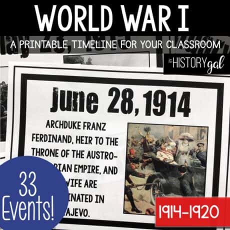 World War I Timeline Printable for Bulletin Boards and History ...