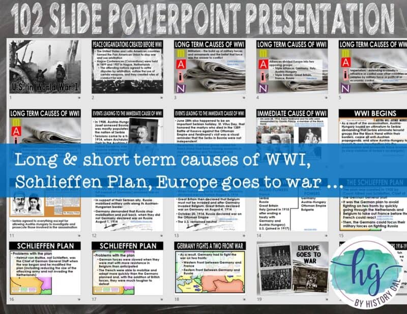 World War I Bingo Review Activity - By History Gal