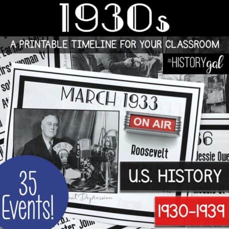 1930s Great Depression Timeline Printable for Bulletin Boards & History ...