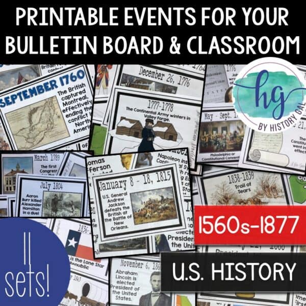 U.S. History to 1877 Timeline Printable Bundle for Bulletin Boards - By ...