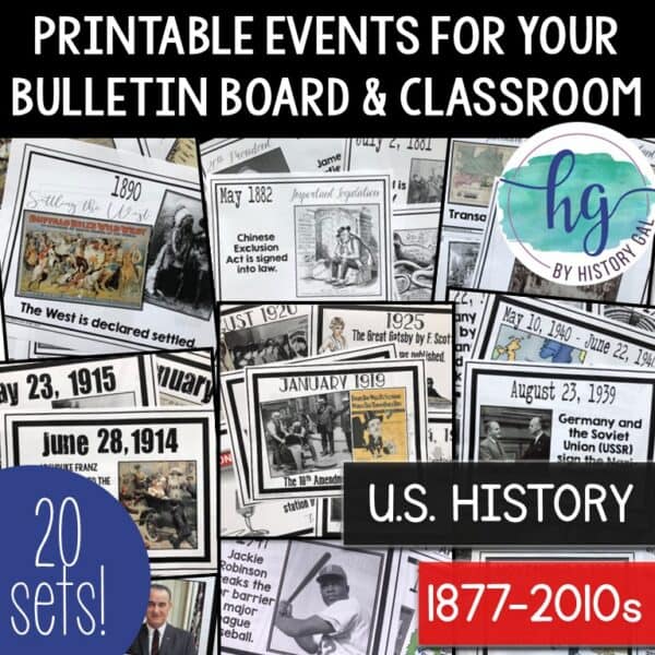 U.S. History 1877-Present Timeline Printable Bundle for Bulletin Boards ...