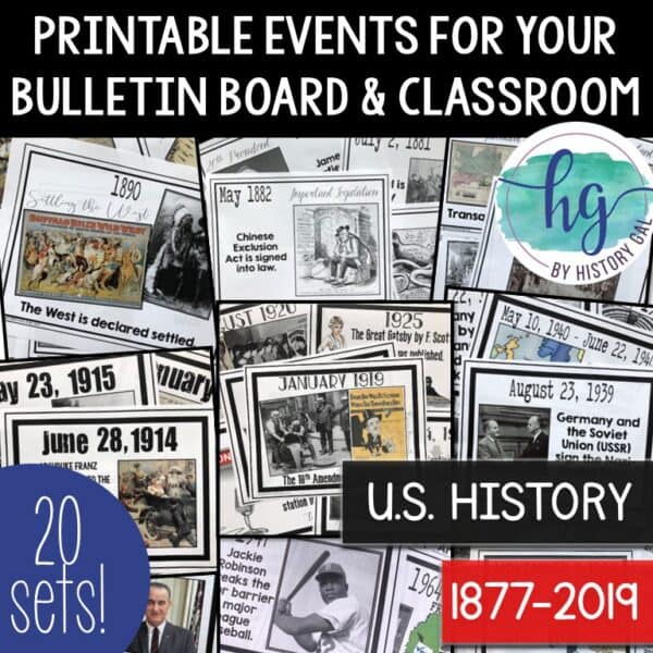 U.S. History 1877-Present Timeline Printable Bundle for Bulletin Boards ...