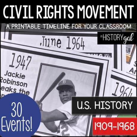 Civil Rights Movement Timeline Printable for Bulletin Boards and ...