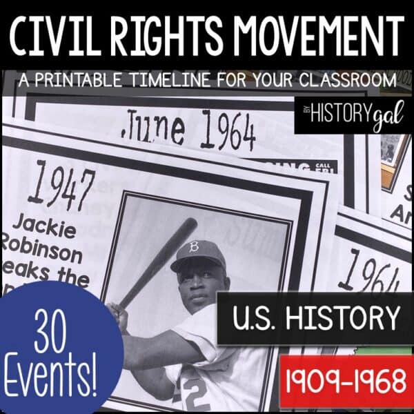 Civil Rights Movement Timeline Printable for Bulletin Boards and ...