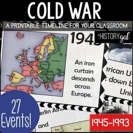 Cold War Timeline Printable for Bulletin Boards and History Classrooms ...