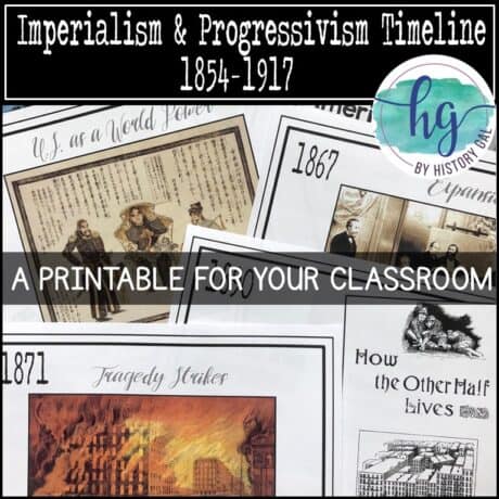 Imperialism and Progressive Movement Timeline Printable for Bulletin ...