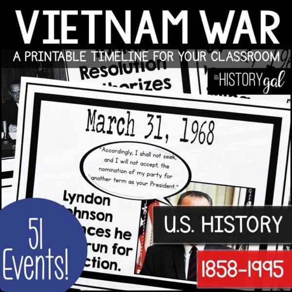 Vietnam War Timeline Printable for Bulletin Boards and History ...