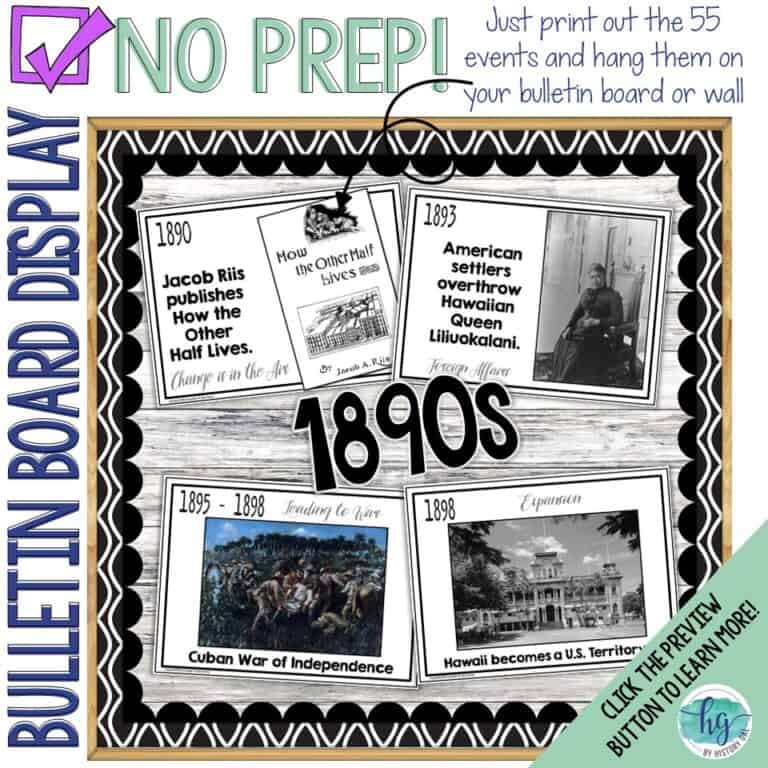Imperialism and Progressive Movement Timeline Printable for Bulletin ...