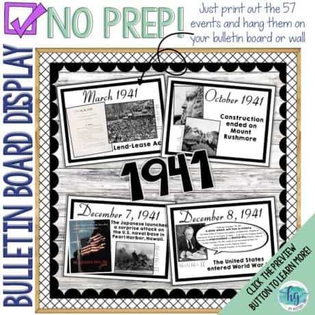 1940s and 1950s Timeline Printable for Bulletin Boards and History ...