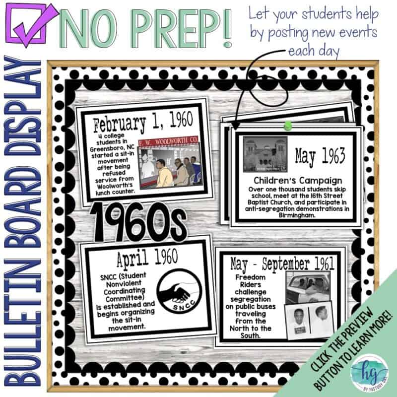 Civil Rights Movement Timeline Printable for Bulletin Boards and ...