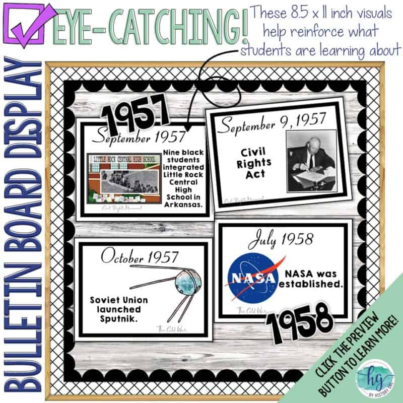 1940s and 1950s Timeline Printable for Bulletin Boards and History ...