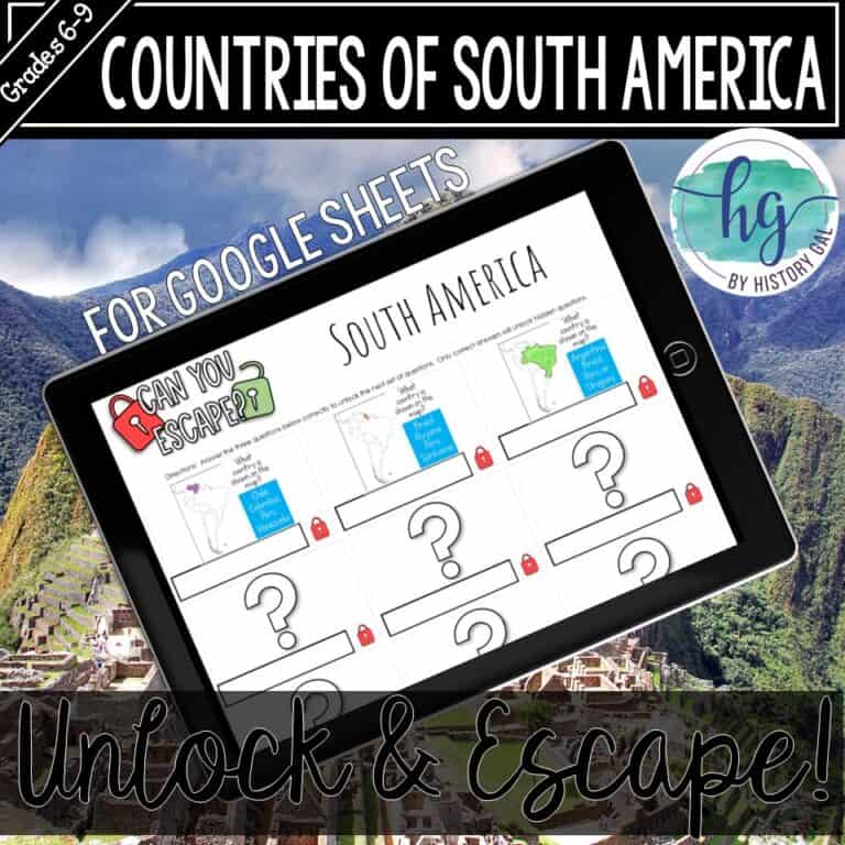 South America Unlock and Escape Activity - By History Gal