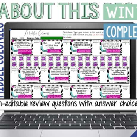 13 Colonies Google Sheets Review Games Bundle - By History Gal