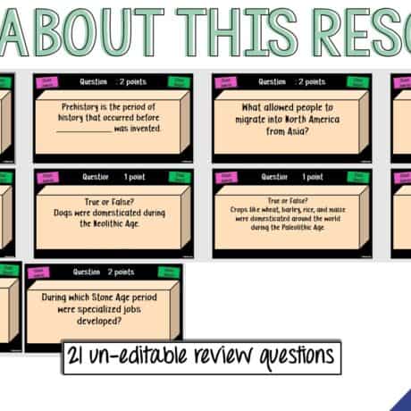 Early Humans Review Game for PowerPoint - By History Gal