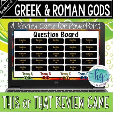 Ancient Greek and Roman Gods Review Game for PowerPoint - By History Gal
