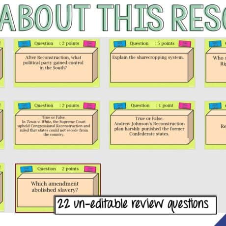 Reconstruction Review Game for PowerPoint - By History Gal