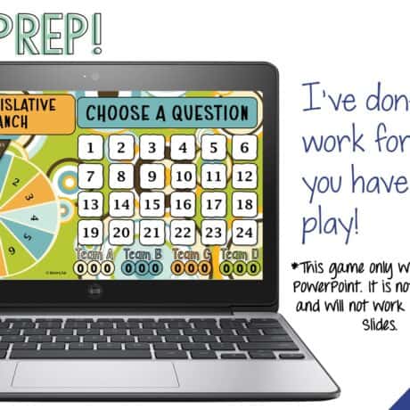 Legislative Branch Review Game for PowerPoint - By History Gal