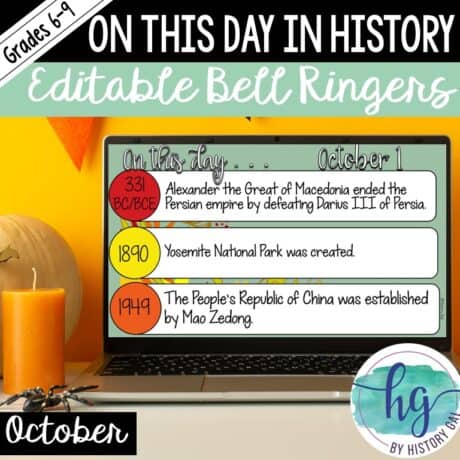 October: Editable Bell Ringers for Social Studies and History Classes ...