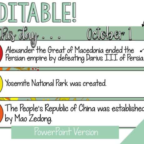 October: Editable Bell Ringers for Social Studies and History Classes ...