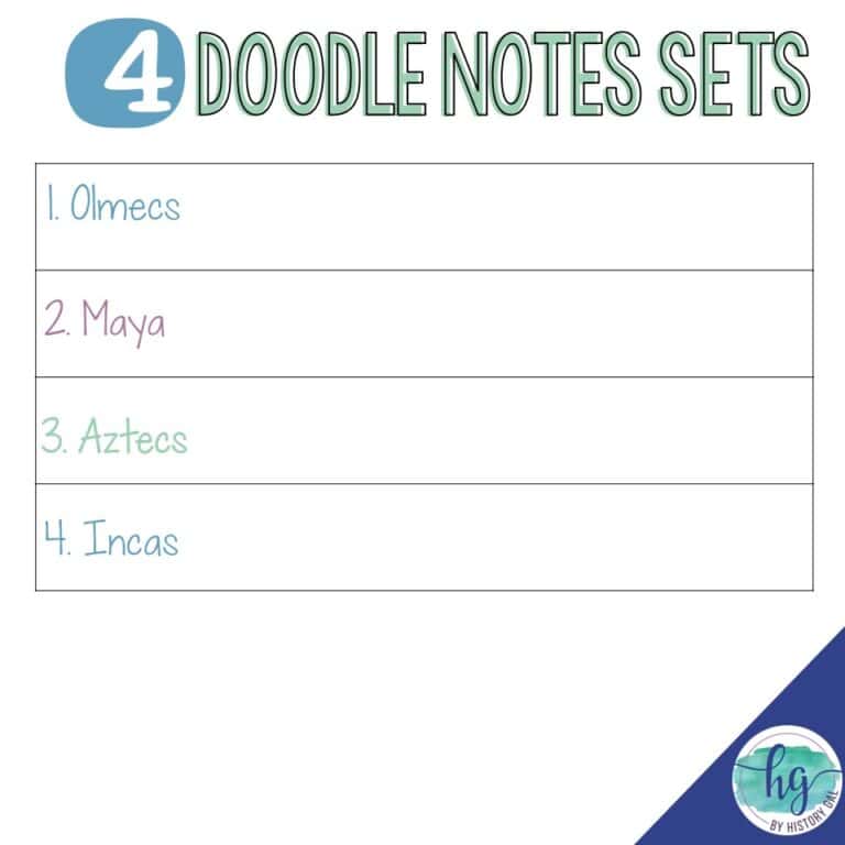 Olmecs, Maya, Aztecs, Incas Doodle Notes Lessons Bundle - By History Gal