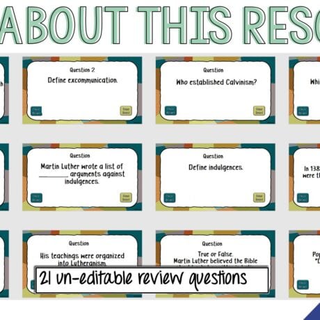 Reformation Unit Test Prep & Review Game for PowerPoint - By History Gal