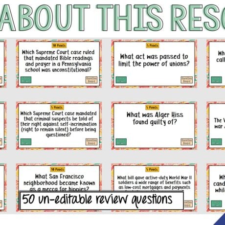 Presidents Truman, Eisenhower, Kennedy & Johnson Review Game for ...