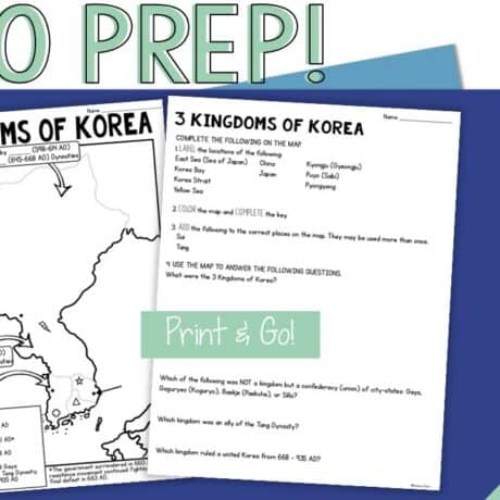 3 Kingdoms of Korea Map Activity Differentiated, Print & Digital - By ...