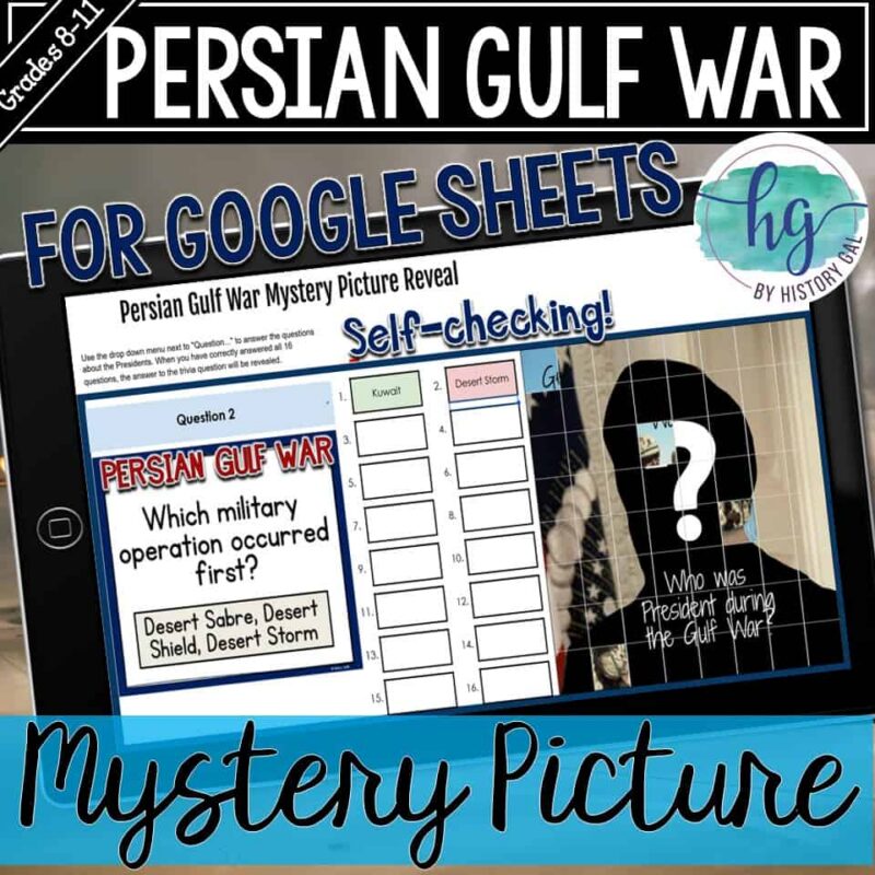 Persian Gulf War: Image Reveal Review Activity for Google Sheets