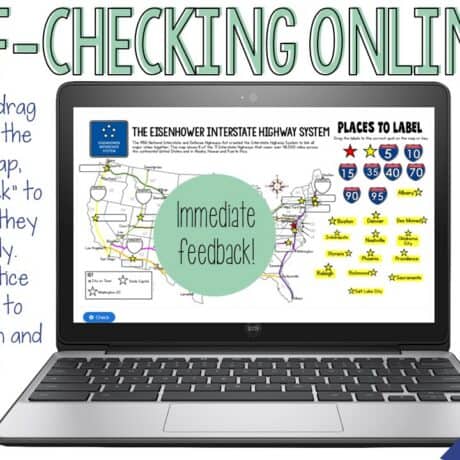 Eisenhower Interstate Highway System Map Activity Differentiated, Print ...