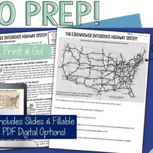 Eisenhower Interstate Highway System Map Activity Differentiated, Print ...