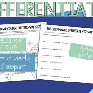 Eisenhower Interstate Highway System Map Activity Differentiated, Print ...