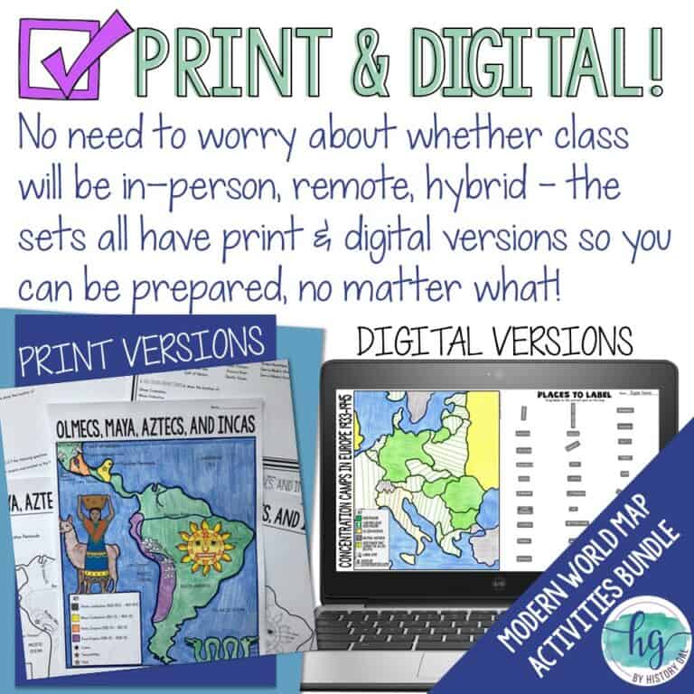 Modern World History Map Activities Bundle (Print and Digital) - By ...
